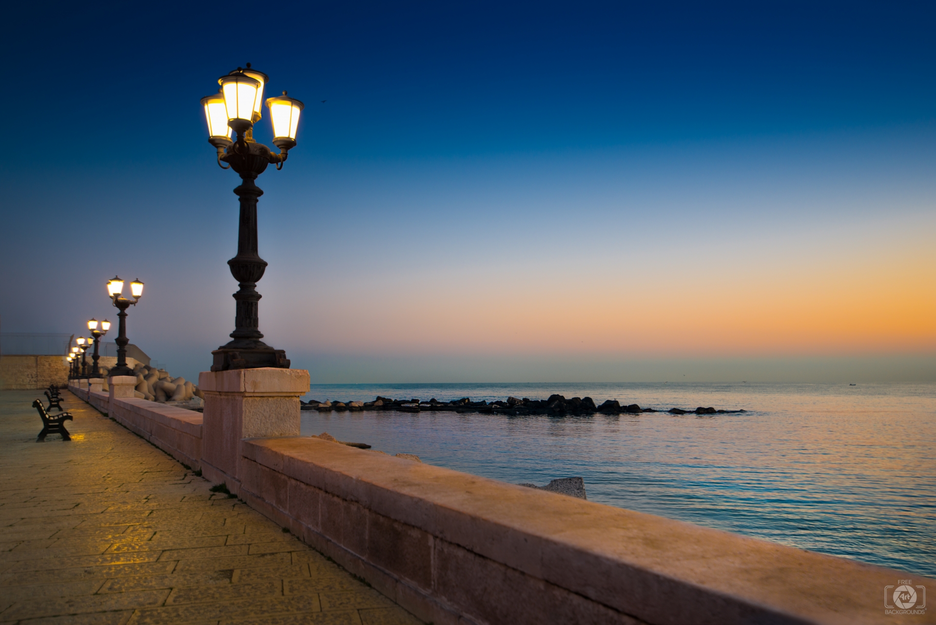 Sunrise and Empty Benches in Bari Background - High-quality Free ...